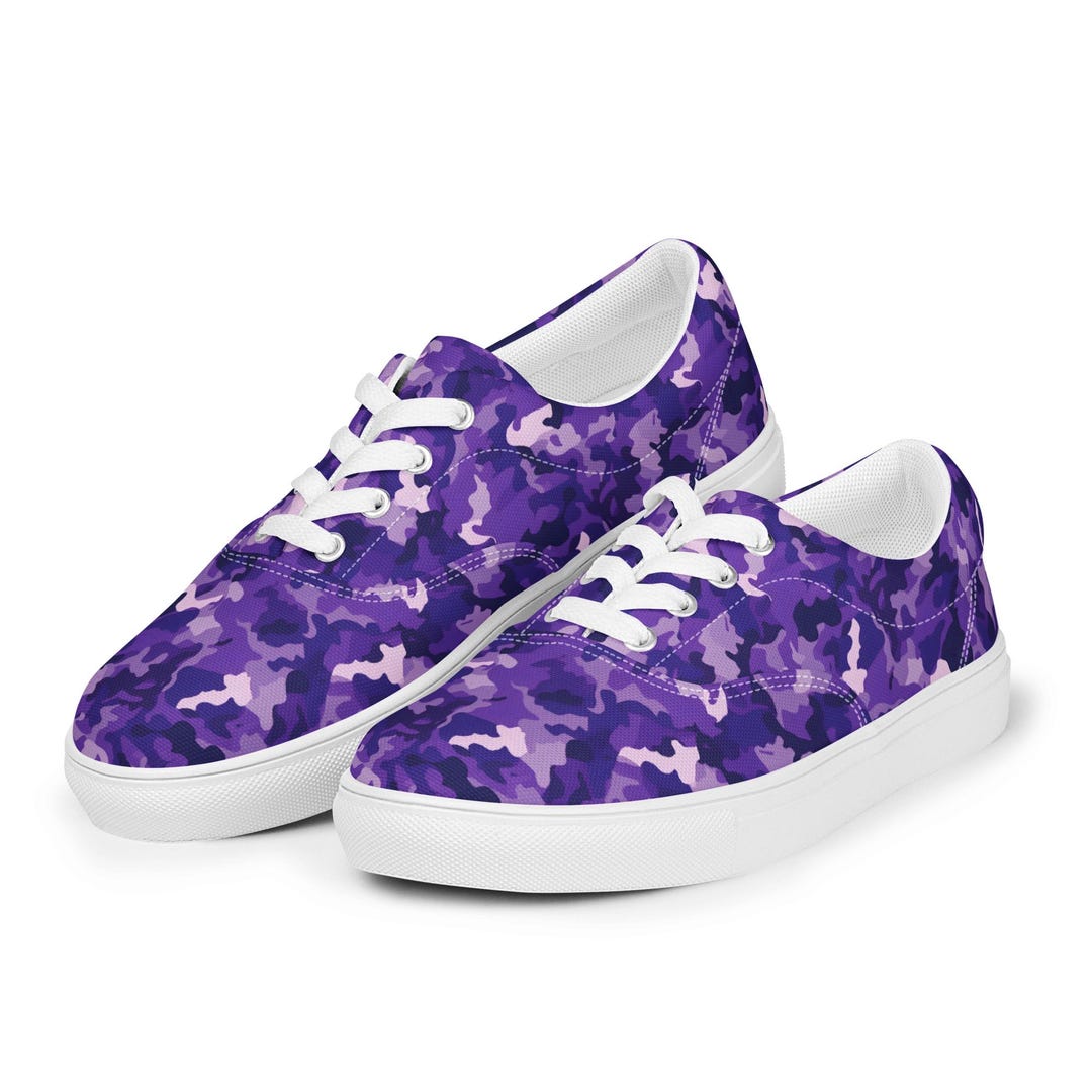 Camouflage Men's Canvas Shoes, Camo Lace-up Canvas Sneakers, Rave Party ...