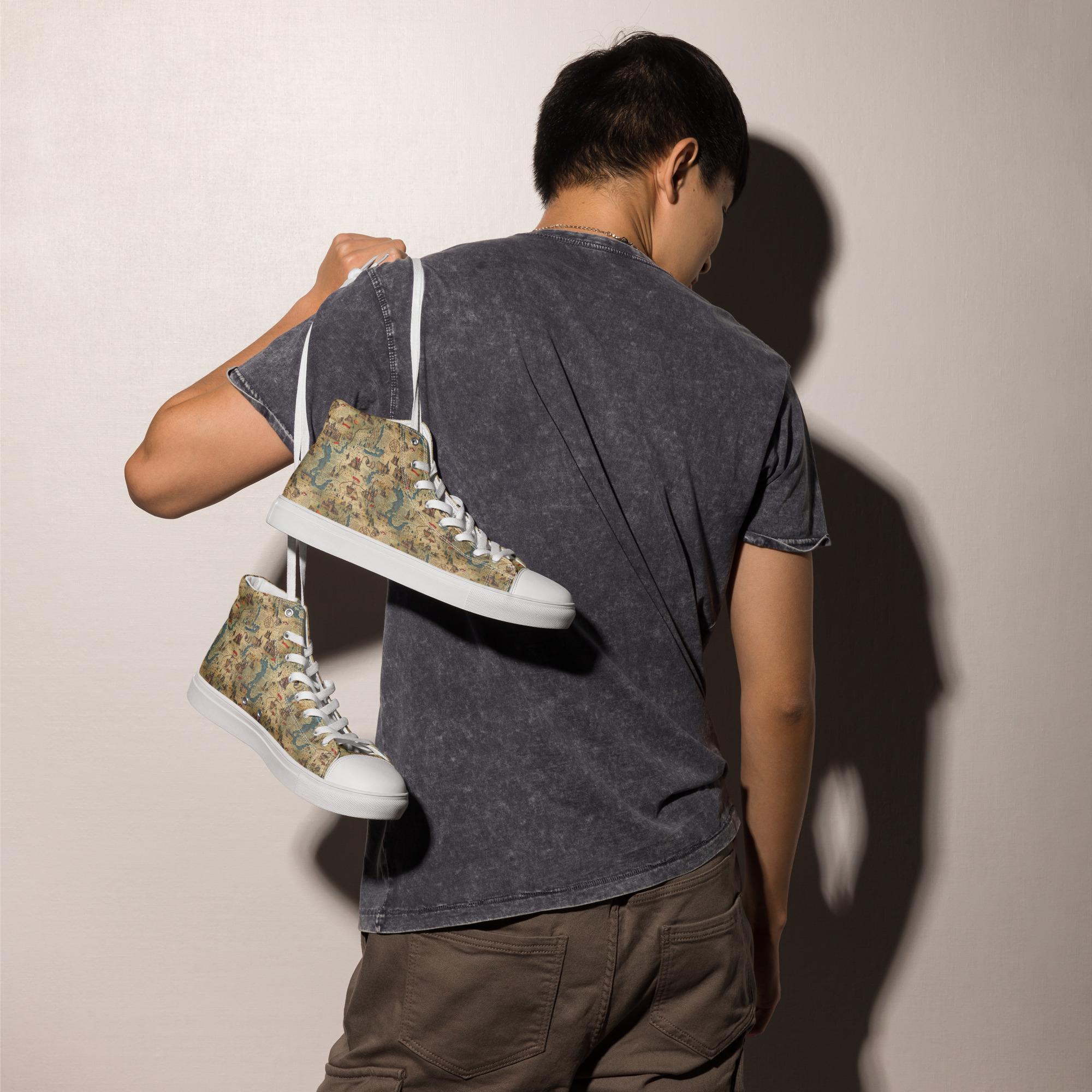Old World Fantasy Map Printed Mens Canvas Shoes, Geography Travel AOP ...