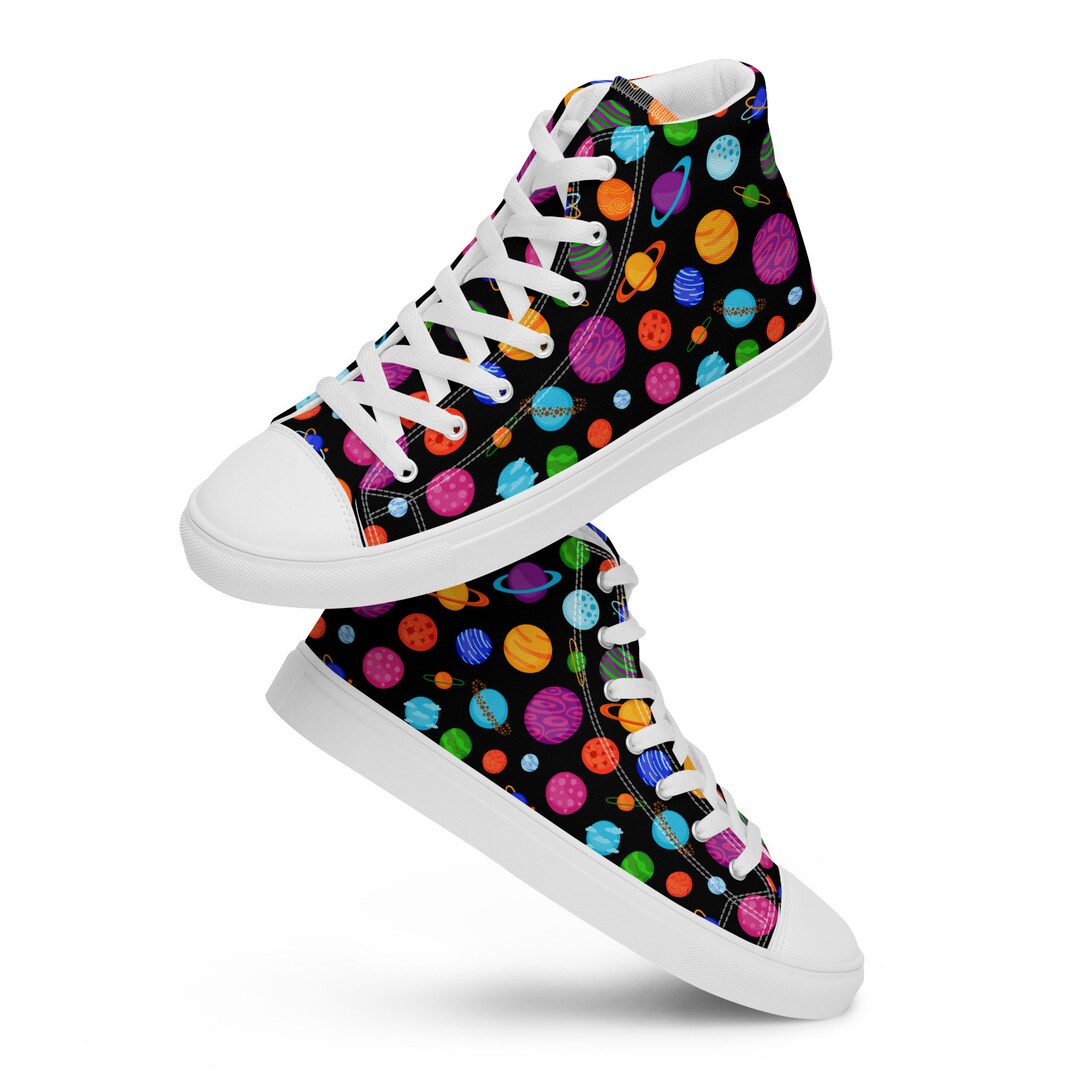 Planets Outer Space Print Sneakers Men, Solar System High-top Converse ...