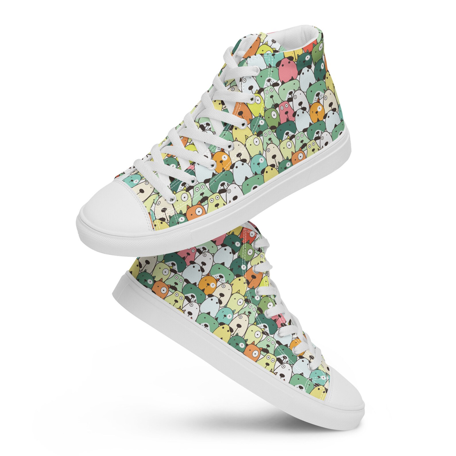 Puppy Dog Printed Mens High Top Sneakers, Cat Dad Lace up Converse ...