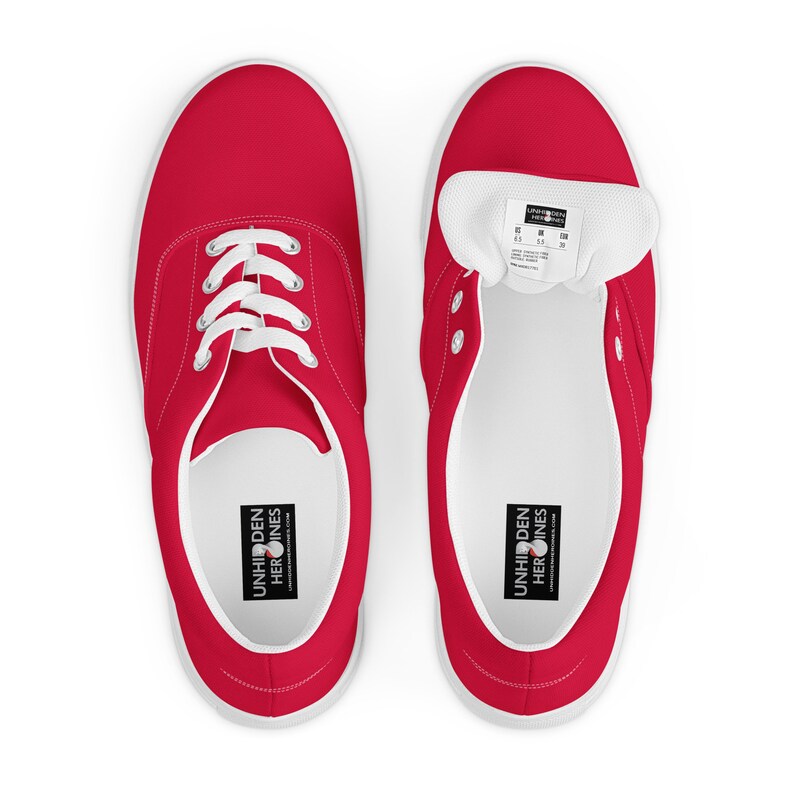 Solid Crimson Red Canvas Shoes Women, Trendy Casual Lace-up Shoes ...