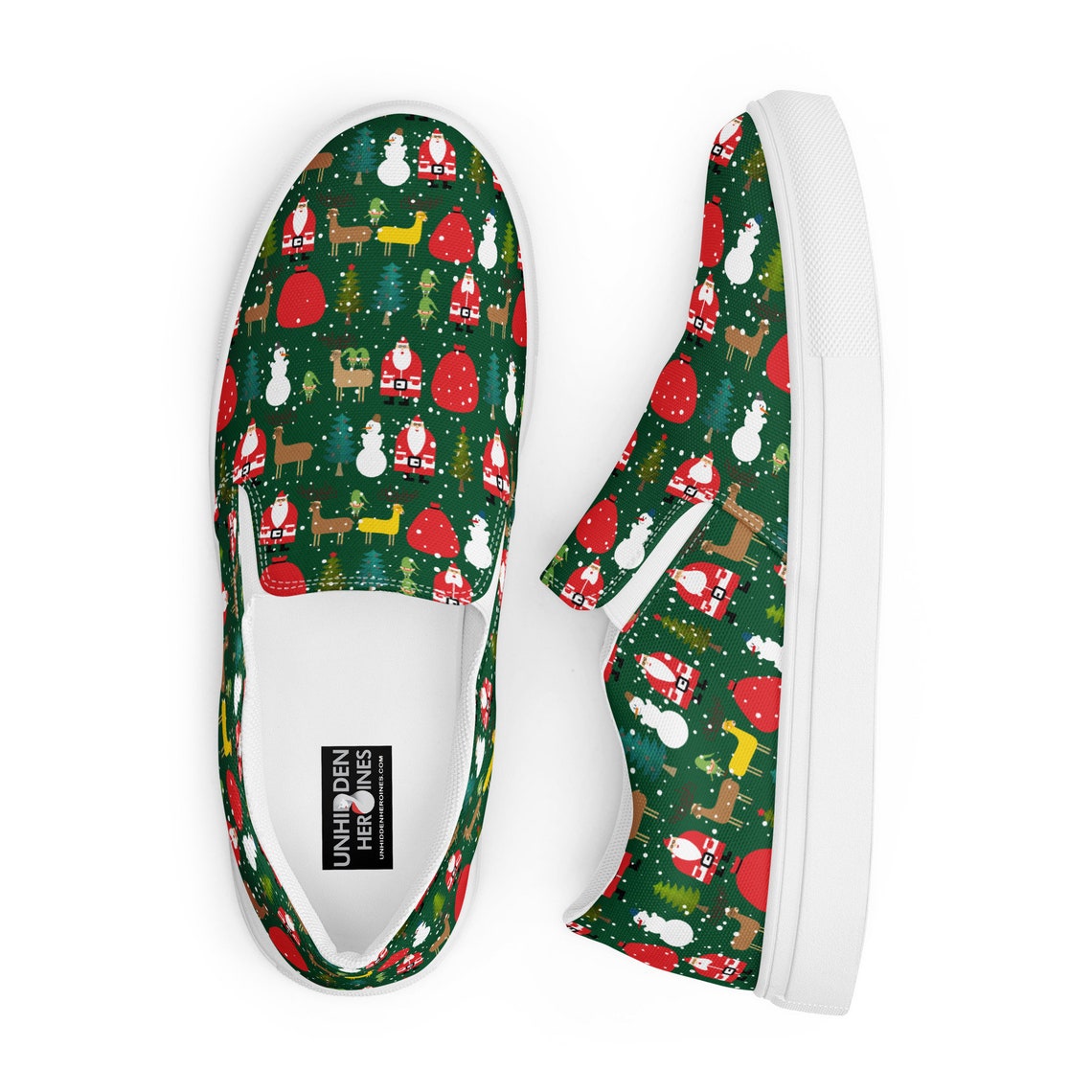Christmas Holiday Reindeer Canvas Shoes Women, Festival Fashion Slip-on ...