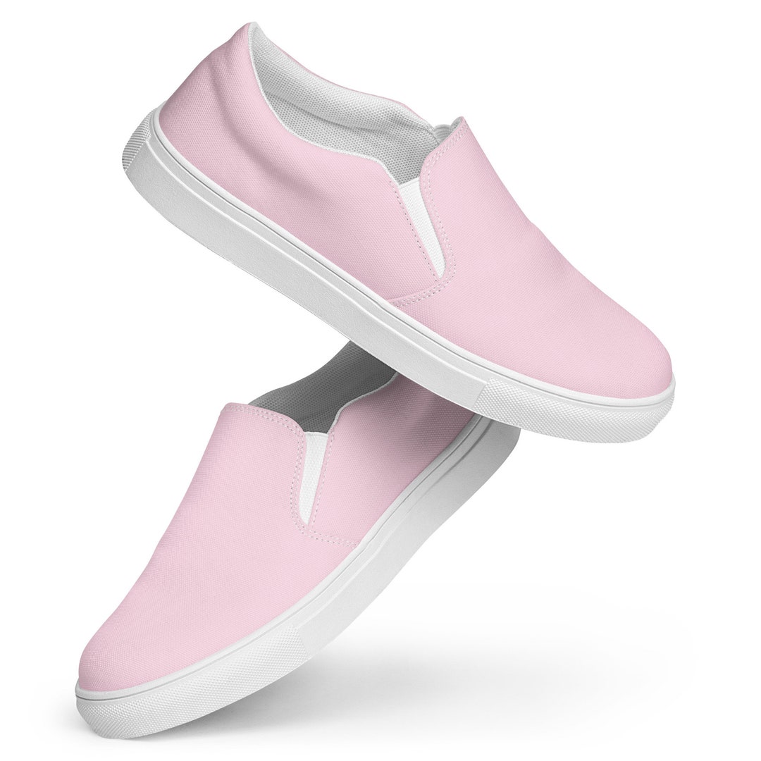 Solid Pastel Pink Printed Mens Canvas Shoes, Light Pink Slip-on Shoes ...
