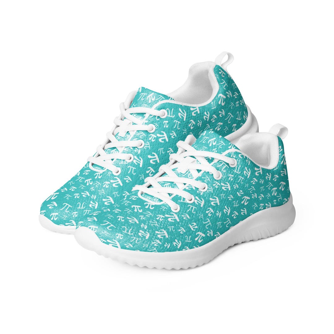 Teal Pi Symbols Math Men's Athletic Shoes, All Over Print Gym Fitness ...