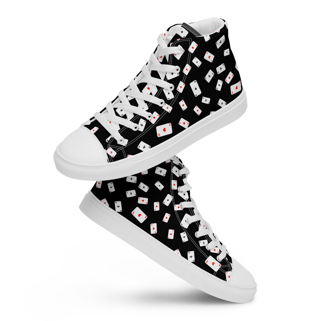 Playing Cards Printed Sneakers Men, High-top Converse Sneakers, Las ...