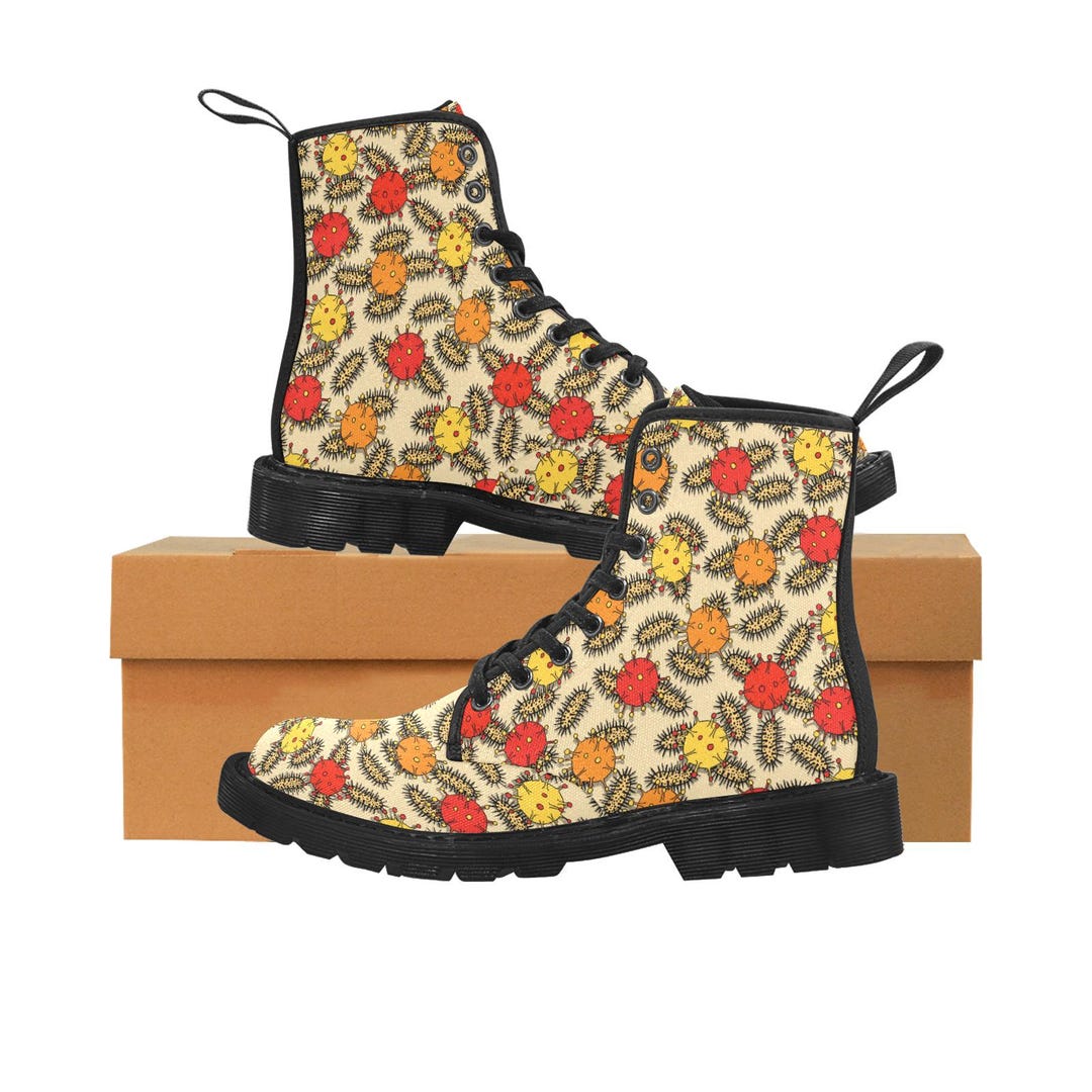 Science Microbiology Printed Canvas Boots Women, Aesthetic High Top ...