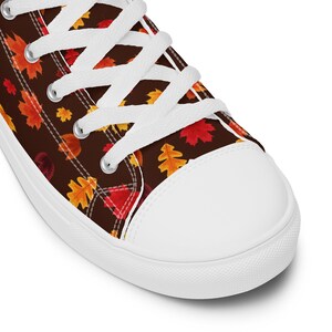 Fall Autumn Leaves Printed Women's High-top Sneakers, Lace-up Converse ...