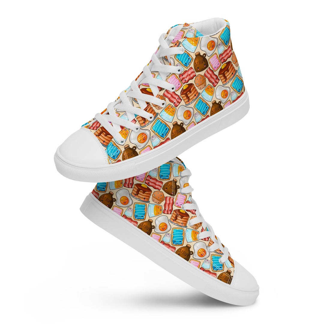 Funny Breakfast Food Printed Mens Canvas Shoes, Designer Festival ...