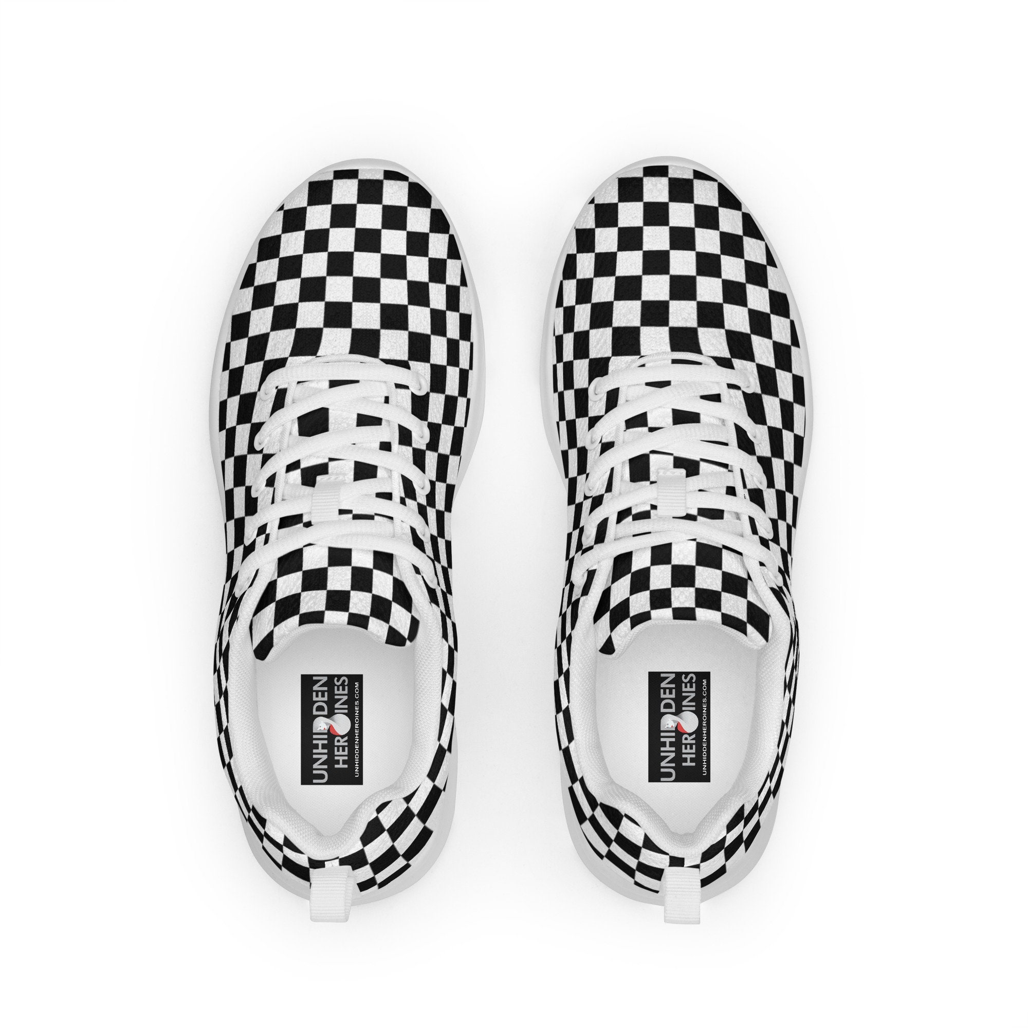 Black & White Checkered Women's Athletic Shoes, Gift for Her, Comfy ...