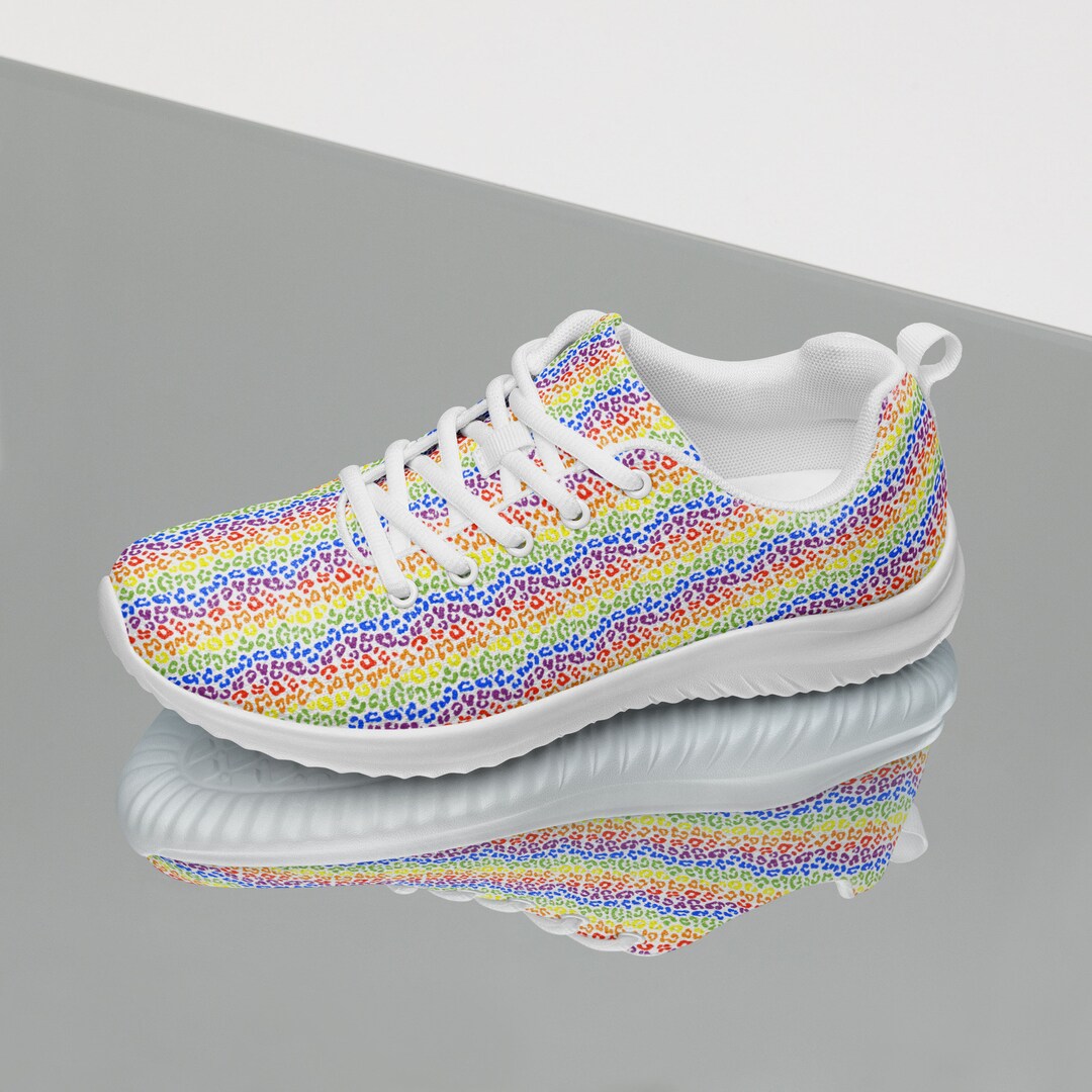 Rainbow Cheetah Striped Women's Athletic Shoes, Gay Lesbian LGBTQ ...
