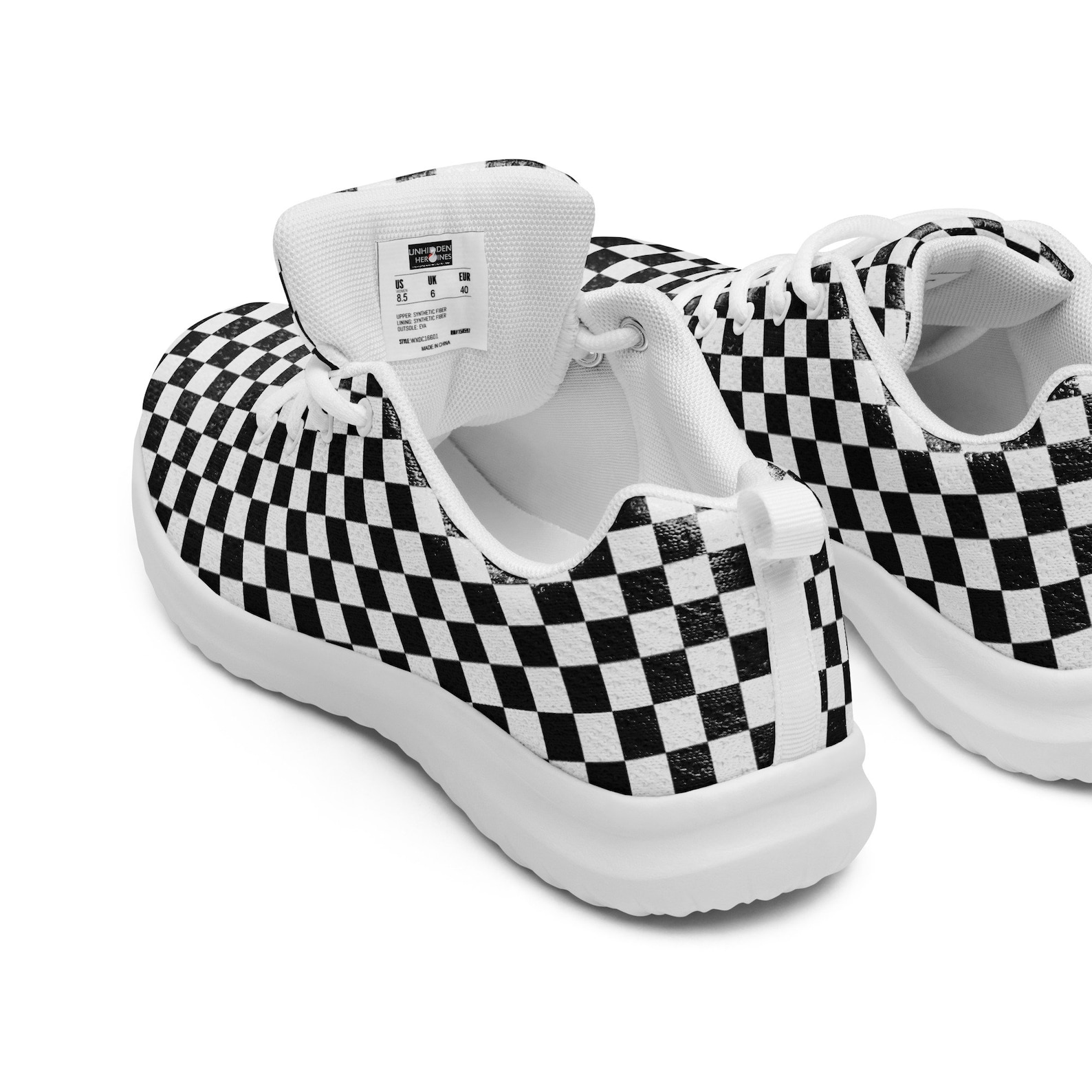 Black & White Checkered Women's Athletic Shoes, Gift for Her, Comfy ...