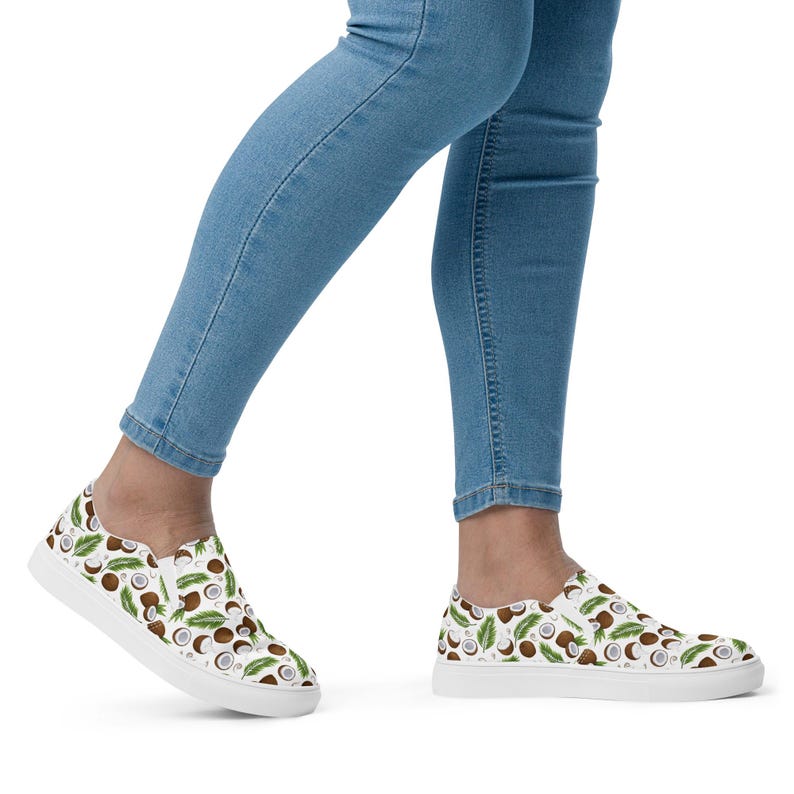 Coconuts Fruit Food Printed Canvas Shoes, Stylish Fashion Streetwear ...