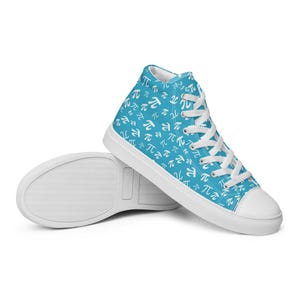 Blue Pi Symbols Math Printed High-top Sneakers for Men, Math Lover Gift ...