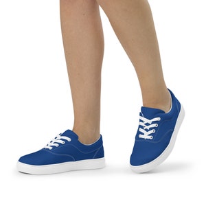 Solid Dark Royal Blue Canvas Shoes Women, Casual Colorful Lace-up Shoes ...