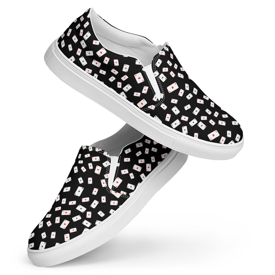 Playing Cards Poker Canvas Shoes Mens, AOP Streetwear Slip-on Shoes ...