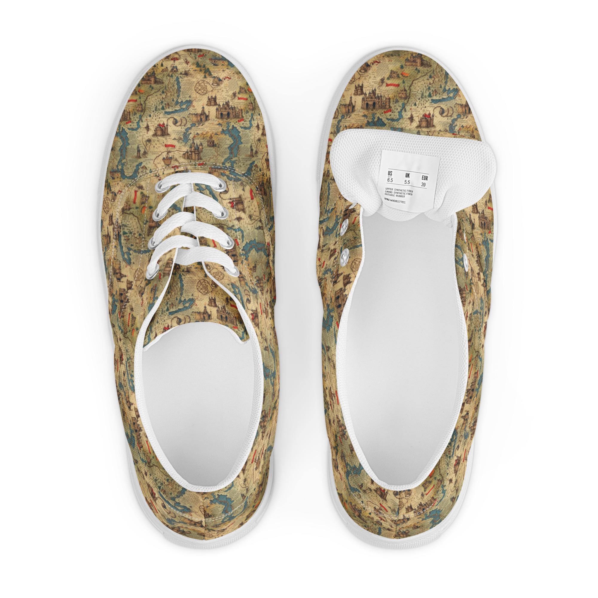 Old World Fantasy Map Printed Mens Canvas Shoes, Geography AOP Canvas ...
