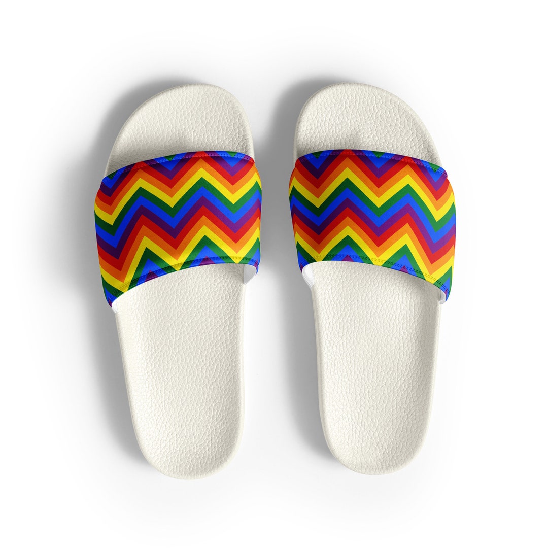 LGBTQ Pride Slide Sandals, Lesbian Summer Beach Sandals Shoes ...