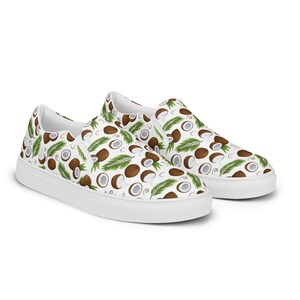 Coconuts Fruit Food Printed Canvas Shoes, Stylish Fashion Streetwear ...