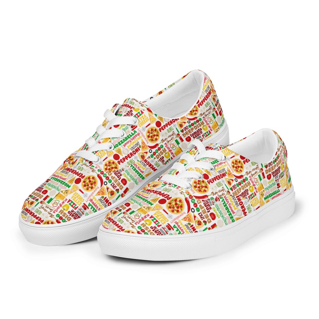 Pizza Food Canvas Shoes Men's, Pizza Lover Gift, Comfortable Lace-up ...