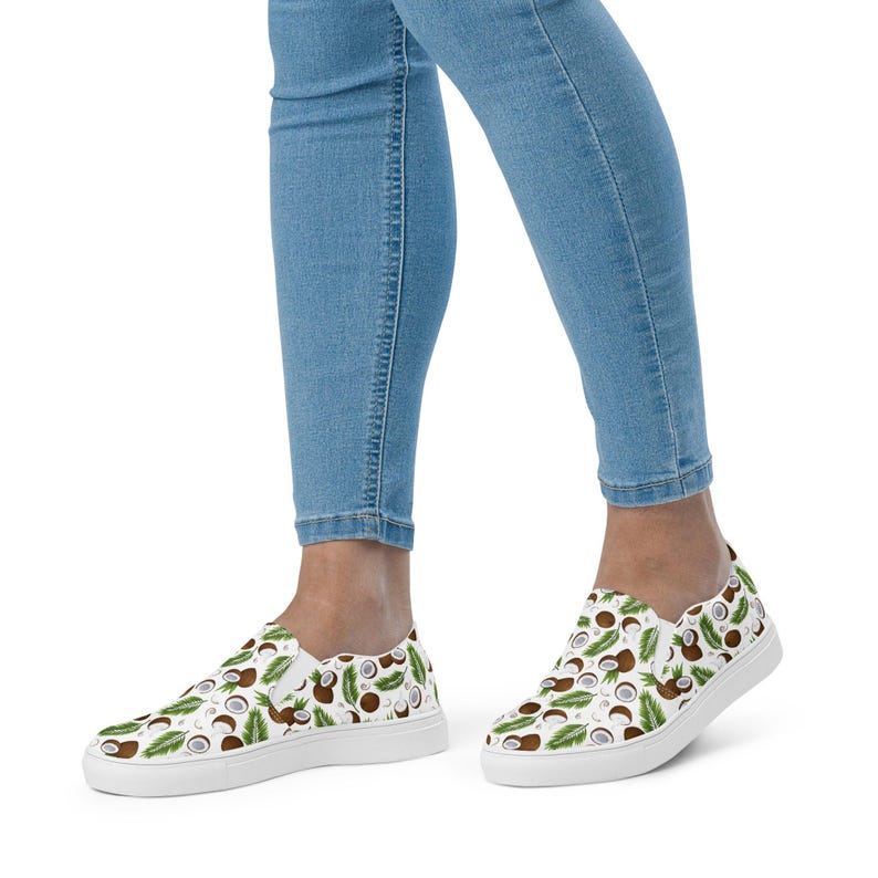 Coconuts Fruit Food Printed Canvas Shoes, Stylish Fashion Streetwear ...