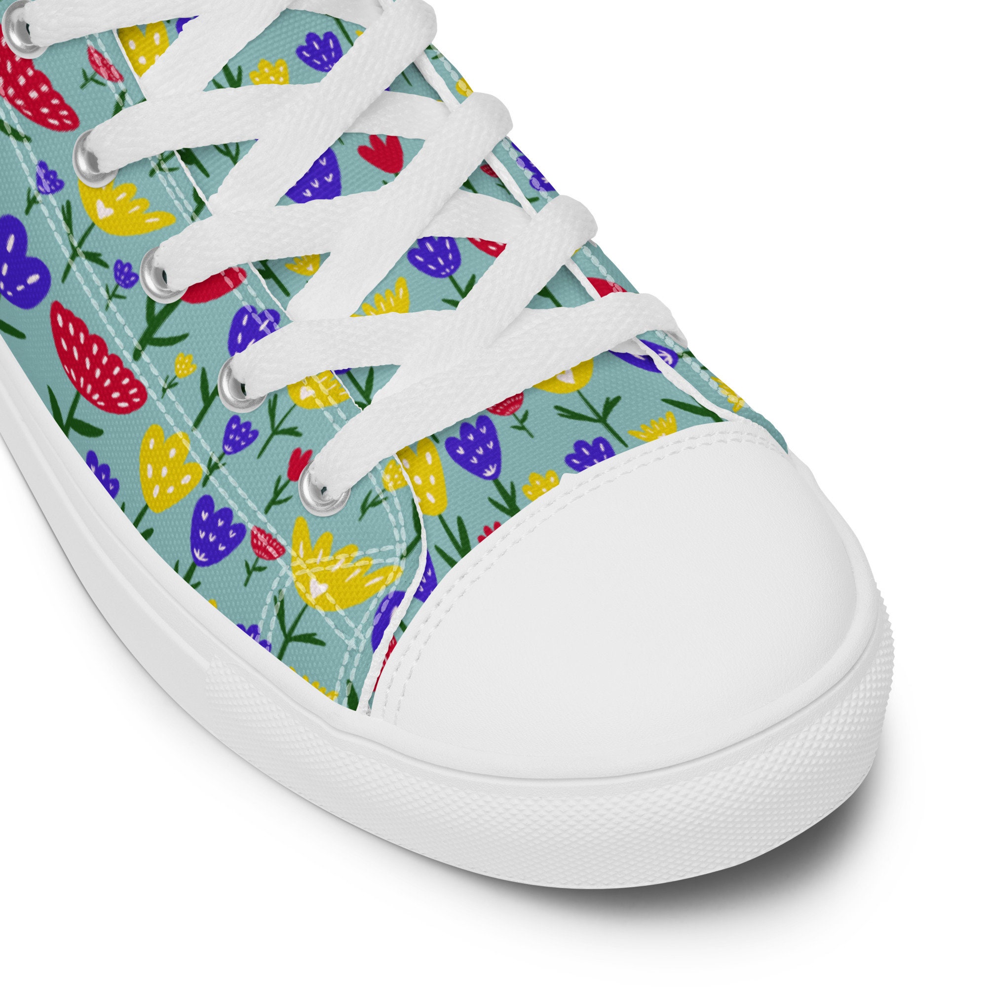 Tulip Flowers Print Sneakers Men, High-top Converse Sneakers, Floral ...