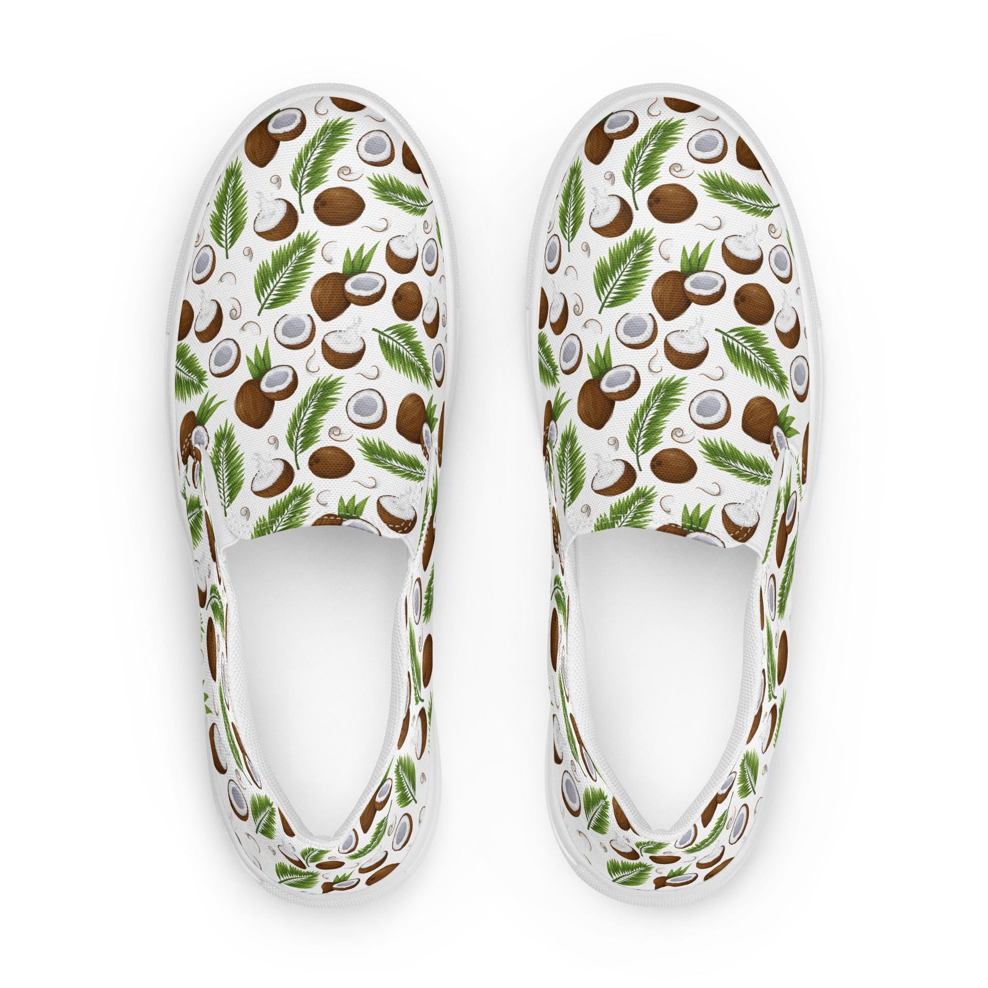 Coconuts Fruit Food Printed Canvas Shoes, Stylish Fashion Streetwear ...