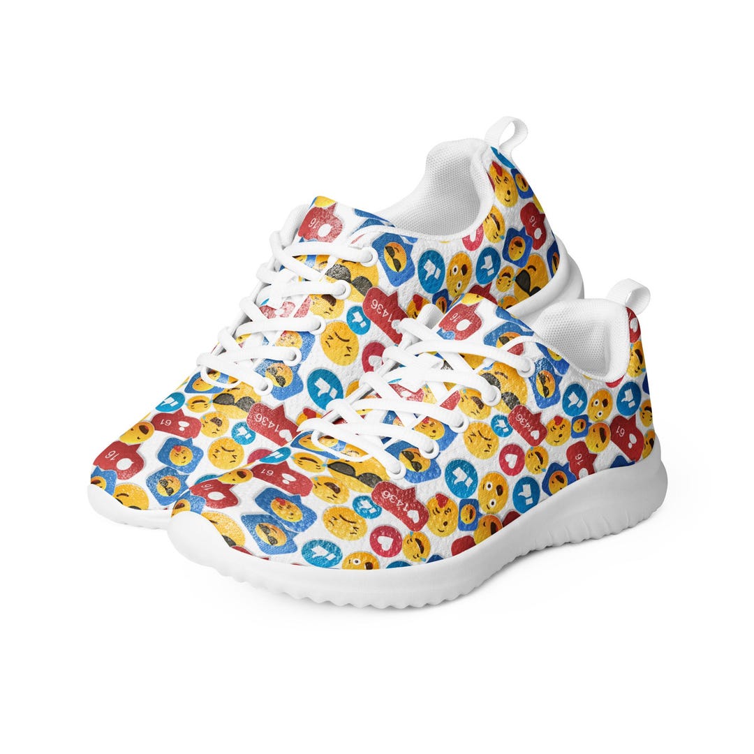 Emojis Emoticons Printed Men's Athletic Shoes, Comfy Gym Fitness Shoes ...