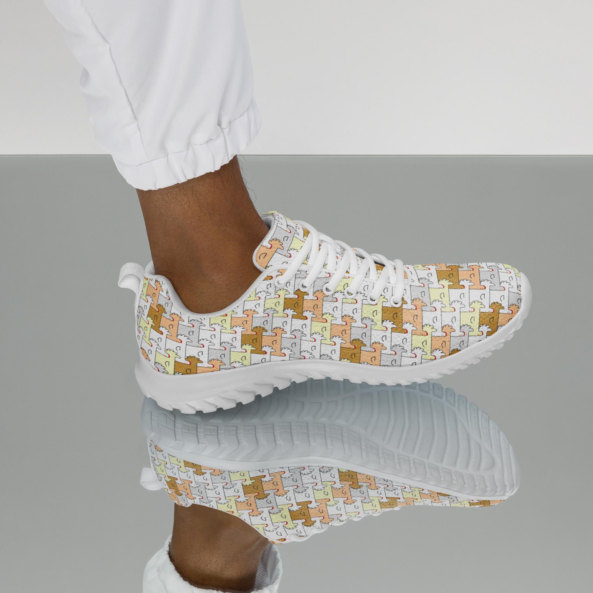 Chicken Farm Animal Printed Men's Athletic Shoes, All Over Print Gym ...