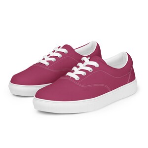 Solid Berry Canvas Shoes Women, Trendy Casual Lace-up Streetwear Shoe ...