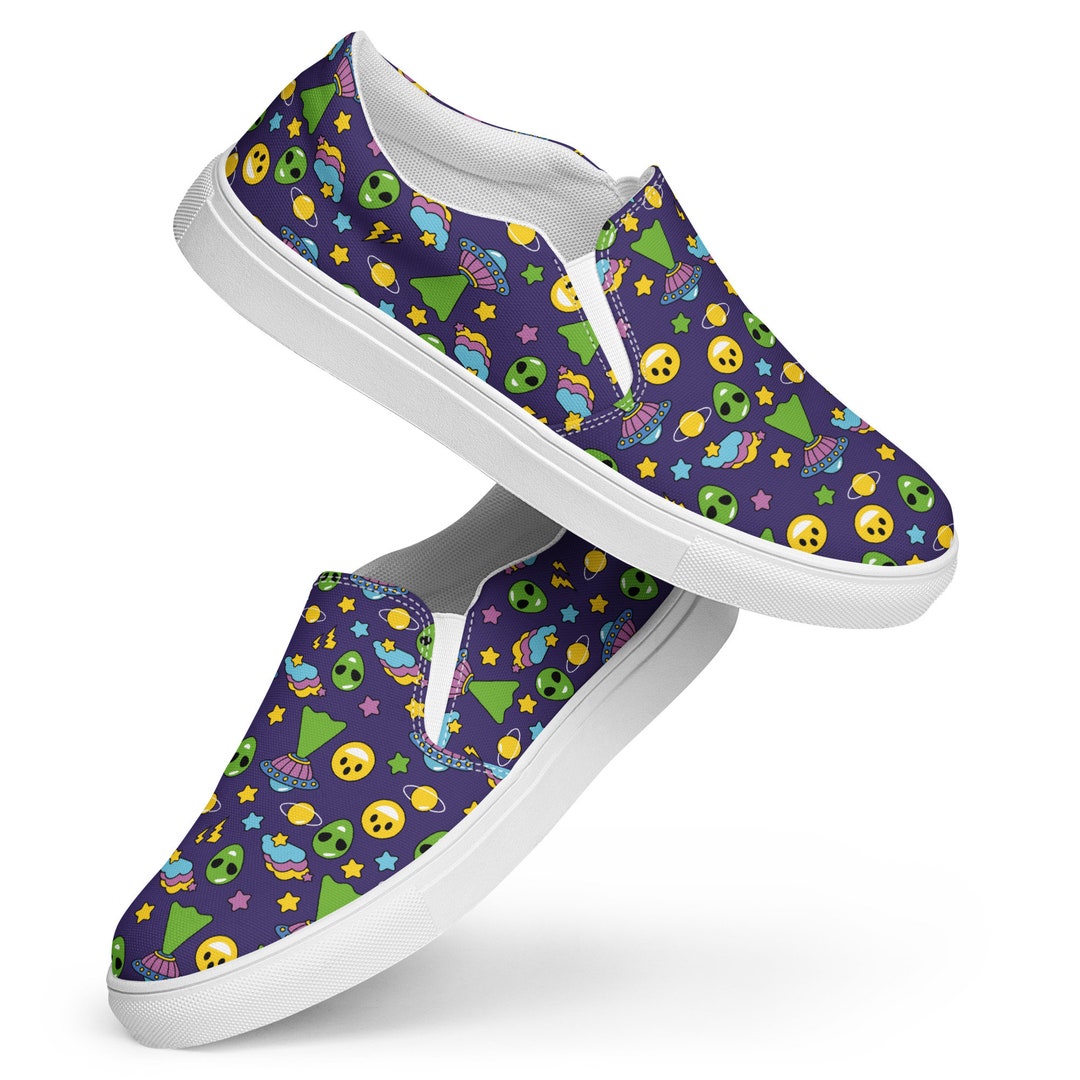 Aliens Sci Fi Canvas Shoes for Mens, Stylish UFO Slip-on Shoes, Aliens ...