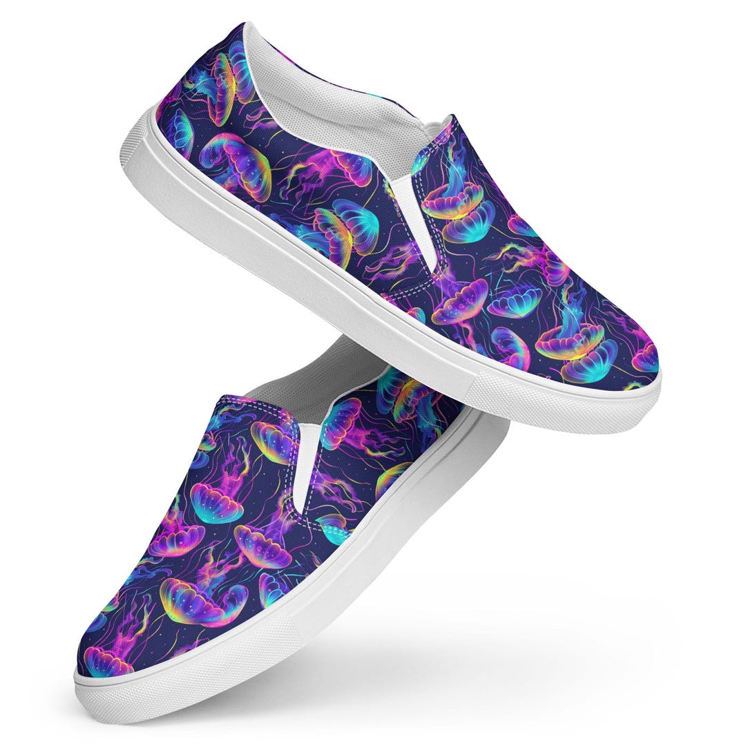 Jellyfish Animal Canvas Shoes Women, Nautical Ocean Low Top Sneakers ...