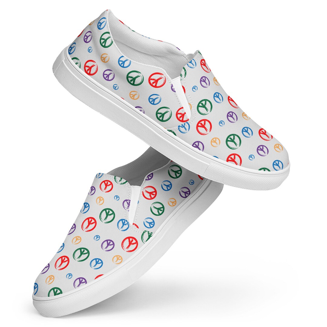 Peace Sign Slip-on Canvas Shoes Women, Cute Designer Canvas Sneakers ...
