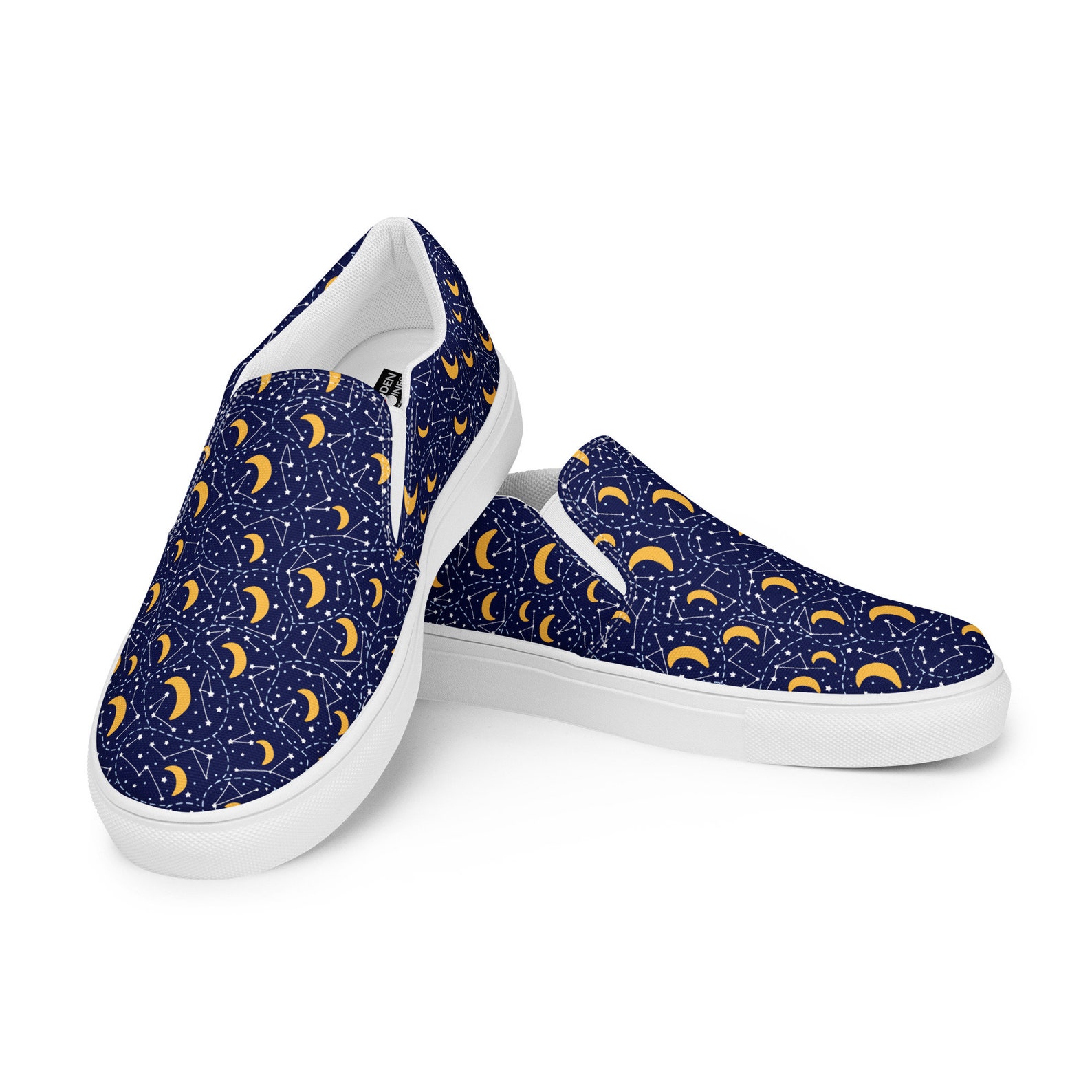 Moon Stars AOP Canvas Shoes Women, Celestial Galaxy Printed Slip-on ...