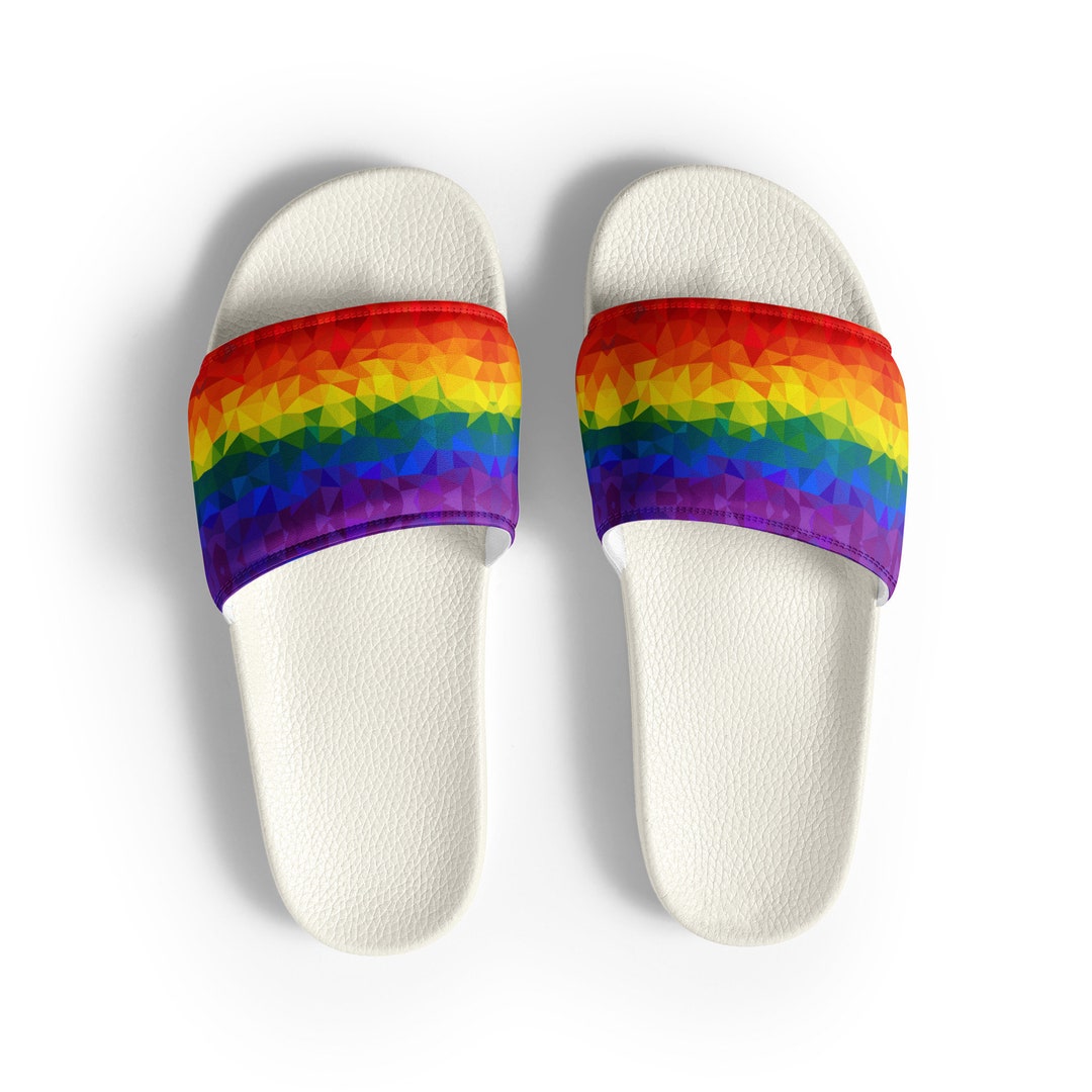 LGBTQ Pride Prism Slide Sandals, Lesbian Summer Beach Sandals Shoes ...