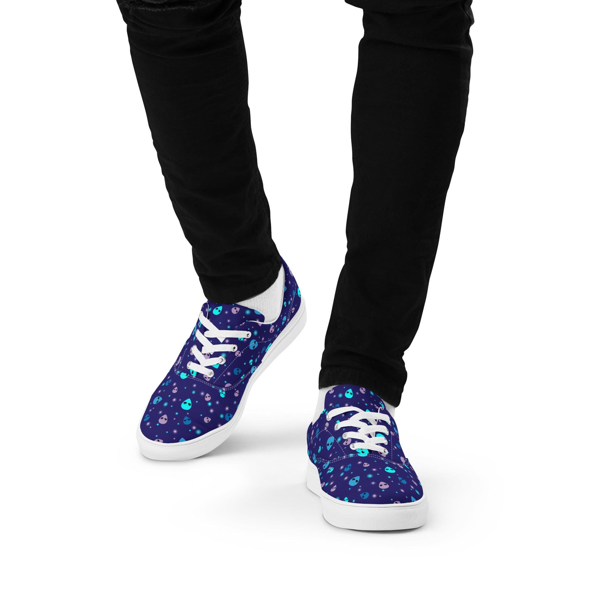Aliens Sci Fi Canvas Shoes for Mens, Stylish UFO Lace-up Low-top Shoes ...