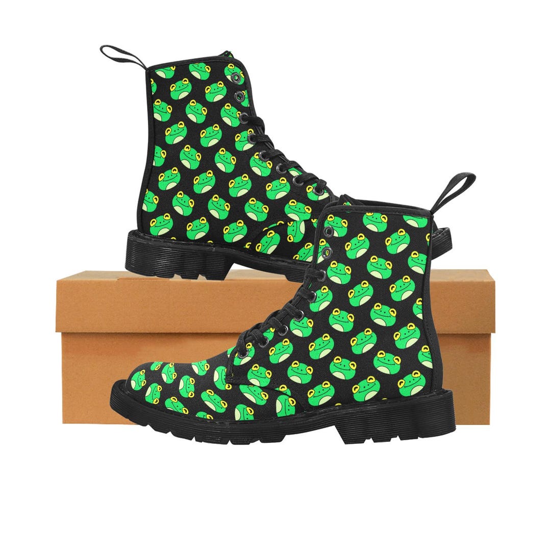 Frogs Animal Printed Canvas Boots Women, Frogs Lover Gift, Casual ...
