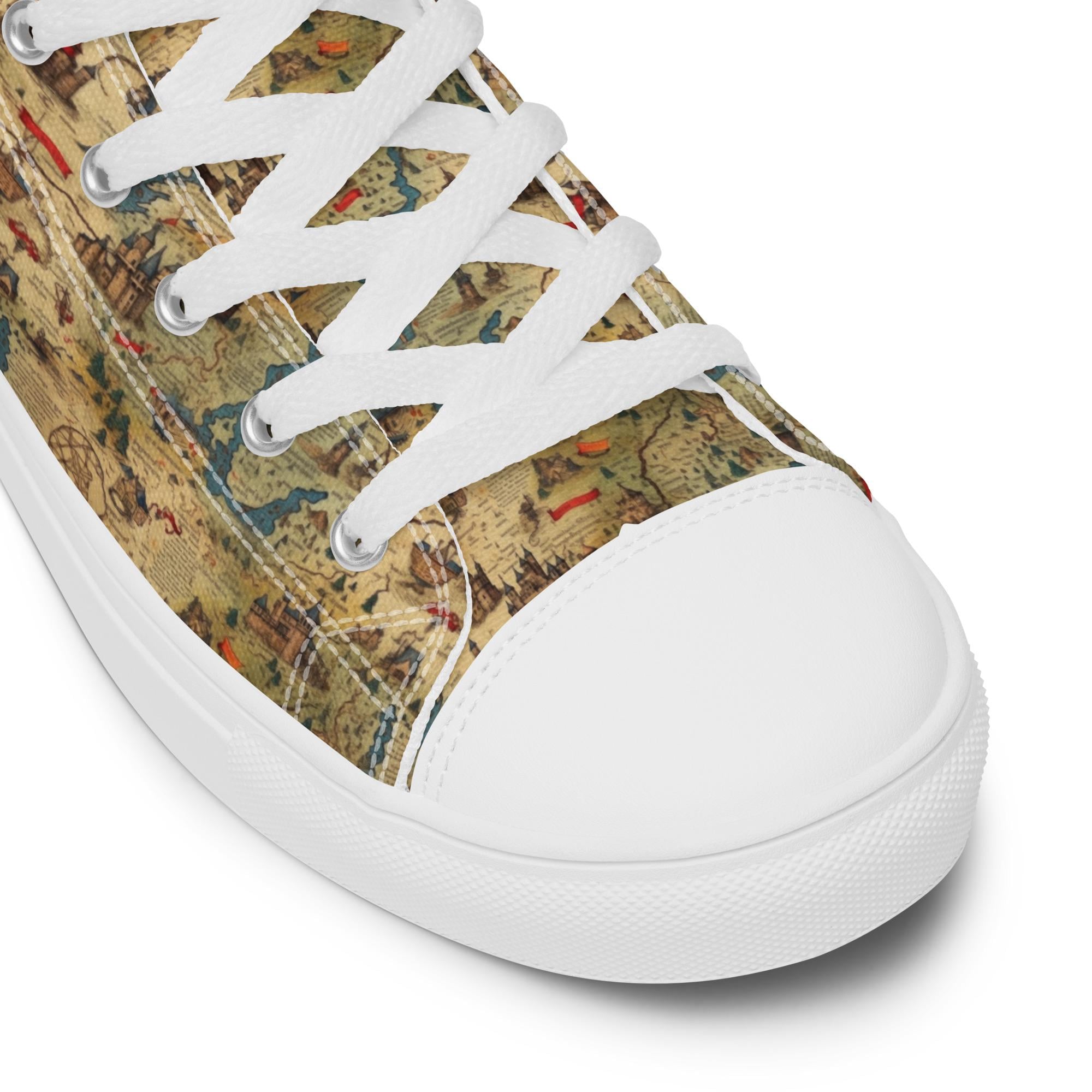 Old World Fantasy Map Printed Mens Canvas Shoes, Geography Travel AOP ...