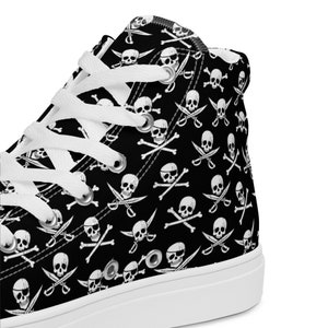 Pirate Crossbones Printed Men's High-top Canvas Shoes, Converse Style ...