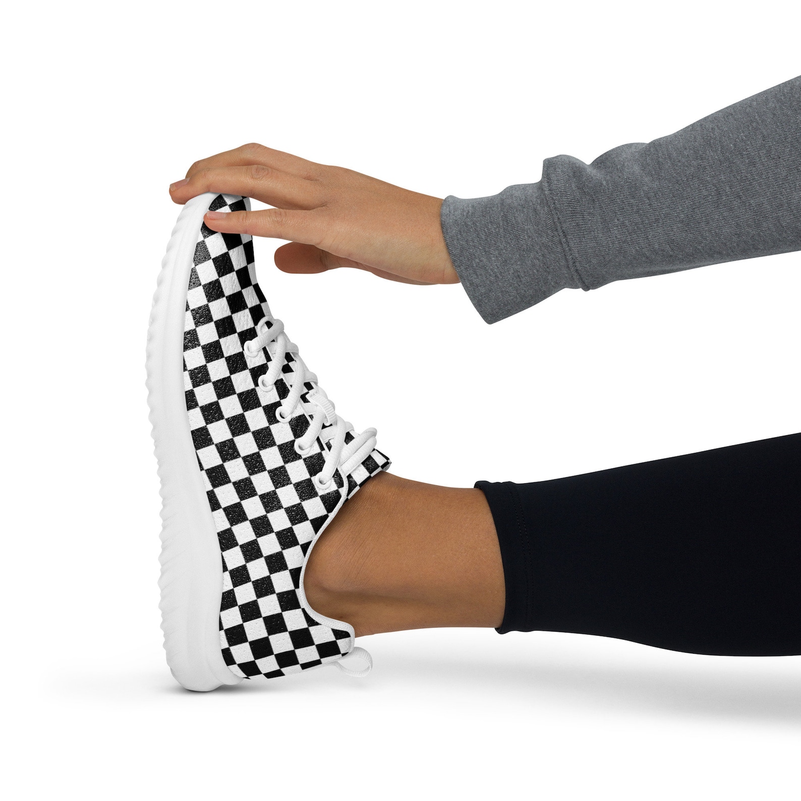 Black & White Checkered Women's Athletic Shoes, Gift for Her, Comfy ...