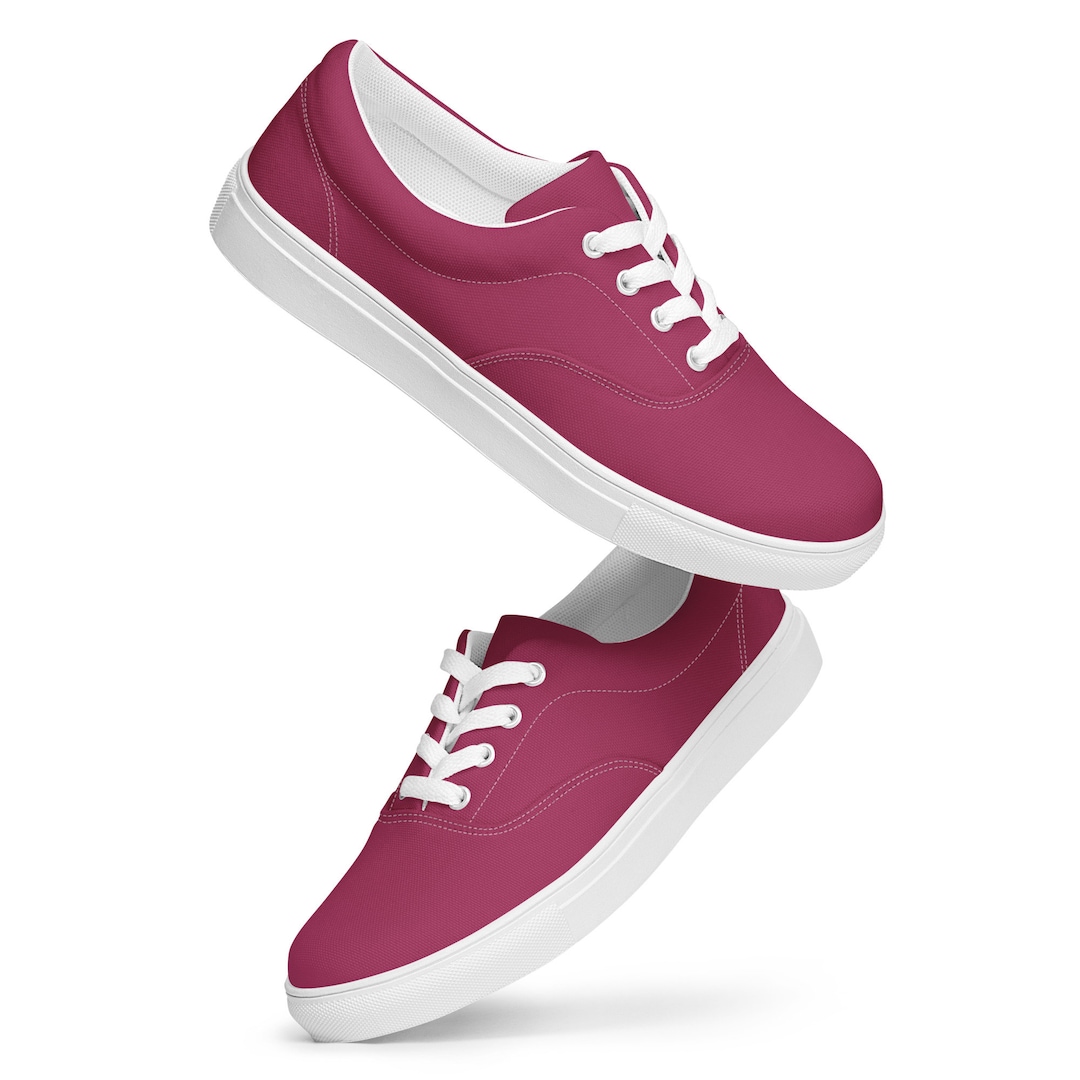 Solid Berry Canvas Shoes Women, Trendy Casual Lace-up Streetwear Shoe ...