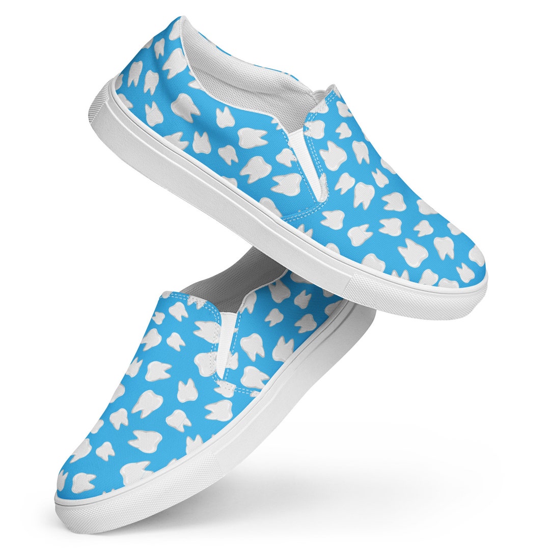AOP Canvas Shoes Women, Teeth Tooth Dentist Sneakers, Designer Slip on ...