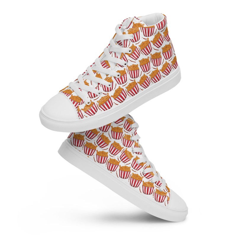 Fried Chicken Fast Food Printed Men's High Top Sneakers, Foodie Lace up ...