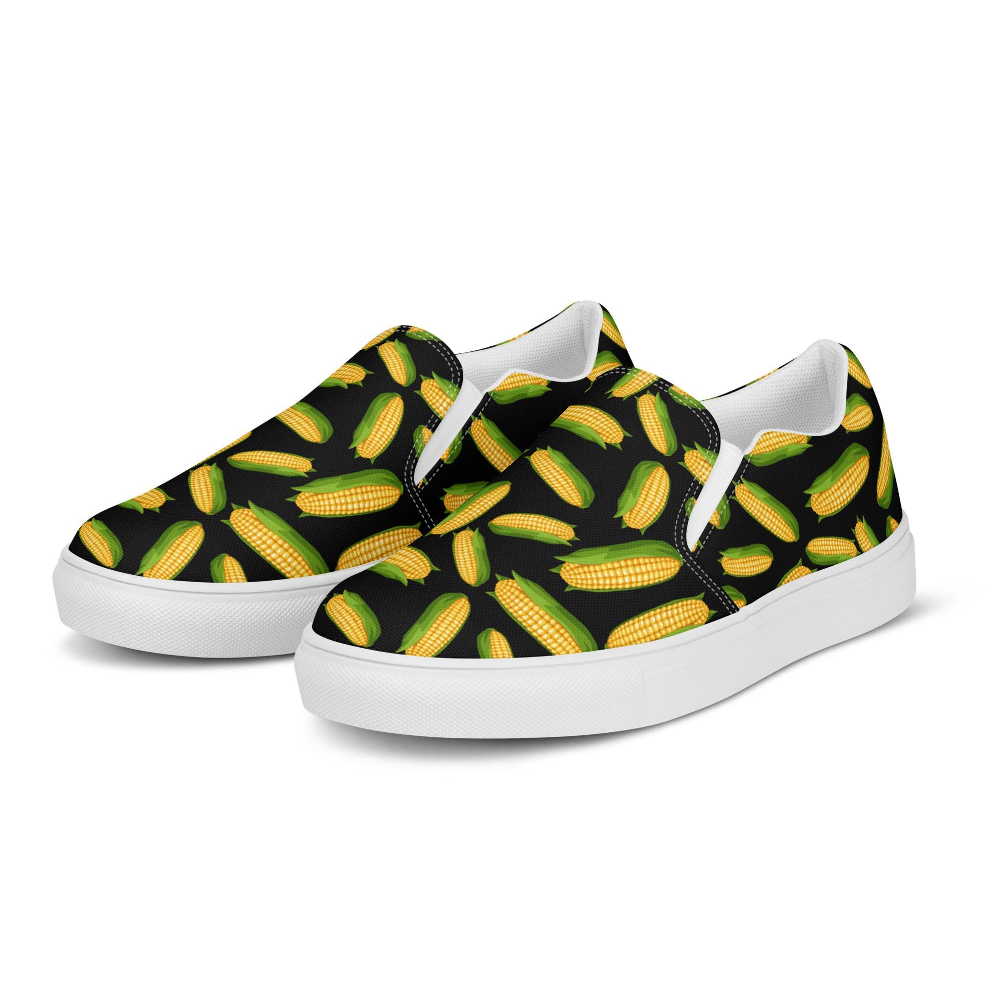 Corn on the Cob Food Printed Canvas Shoes Mens, Comfortable Slip-on ...