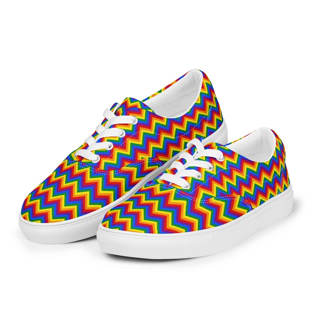 Rainbowzig-zag Mens Canvas Shoes, Gay LGBTQ Pride Low Top Canvas ...