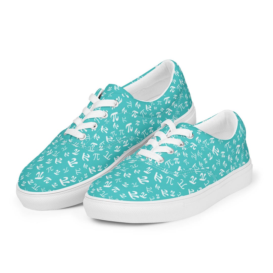 Teal Pi Symbols Printed Men's Canvas Shoes, Math Lover Gift, Math ...
