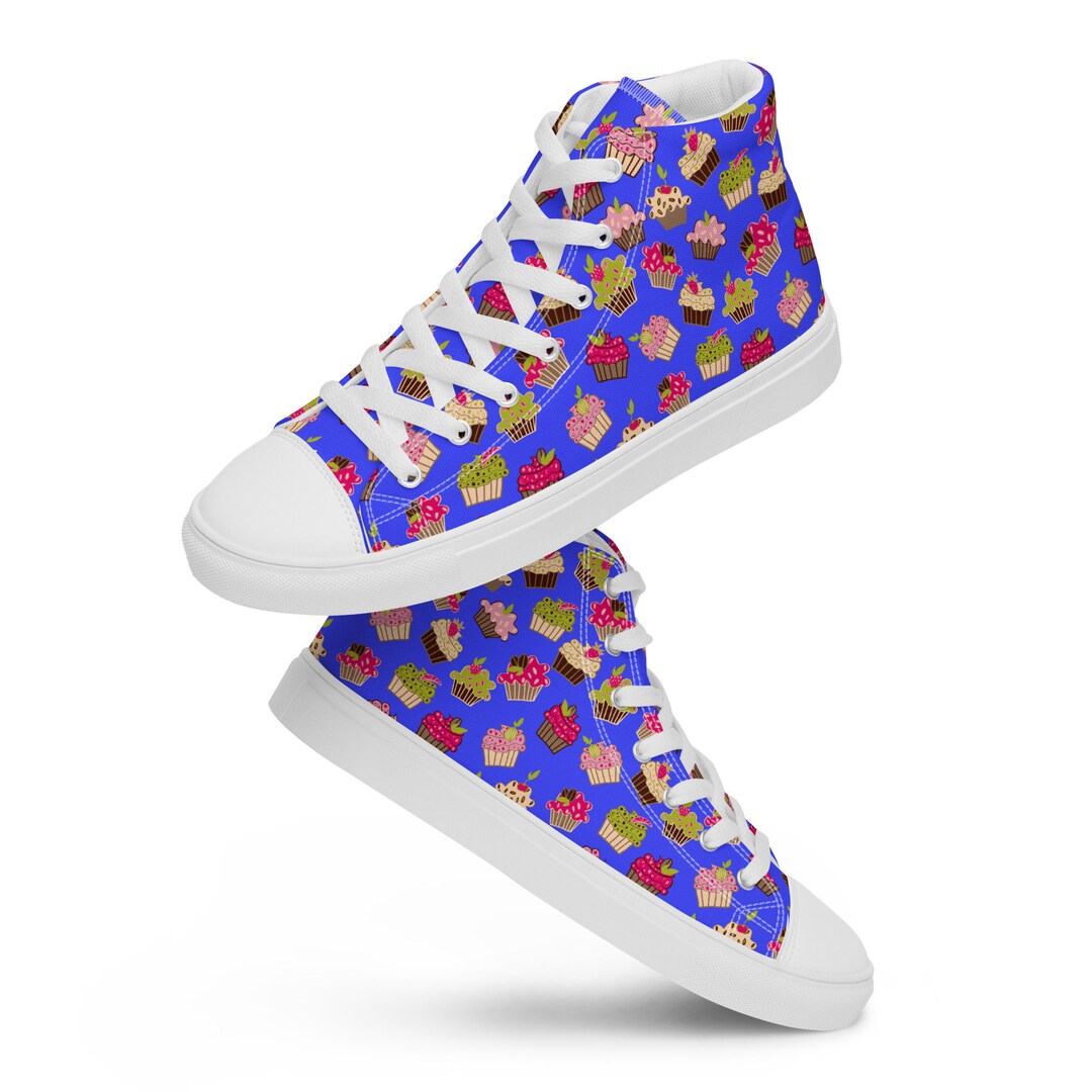 Cupcake Lover Printed Women's Sneakers, Junk Food Patterned High Top ...