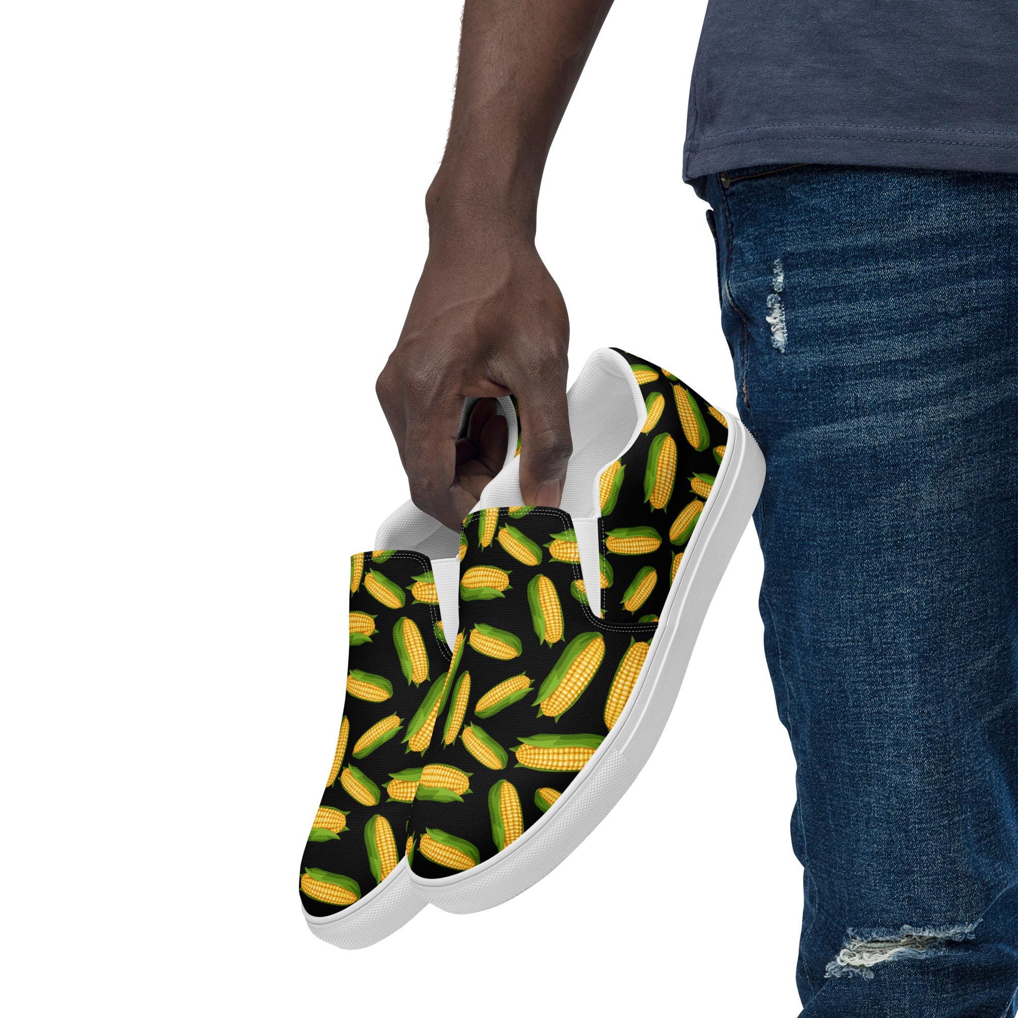 Corn on the Cob Food Printed Canvas Shoes Mens, Comfortable Slip-on ...