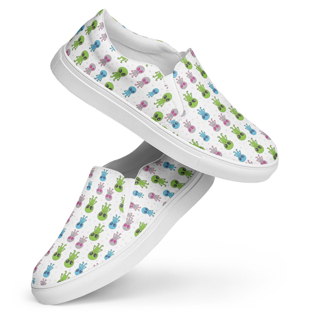 Aliens Sci Fi Canvas Shoes Women, Stylish UFO Slip-on Shoes, Alien ...