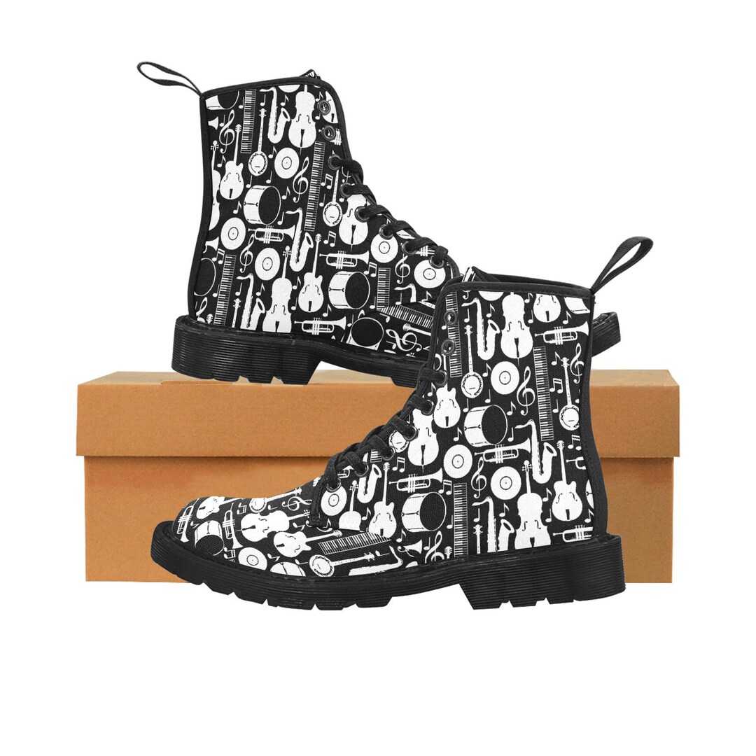 Music Instruments Canvas Boots: High Top Festival Fashion - Etsy