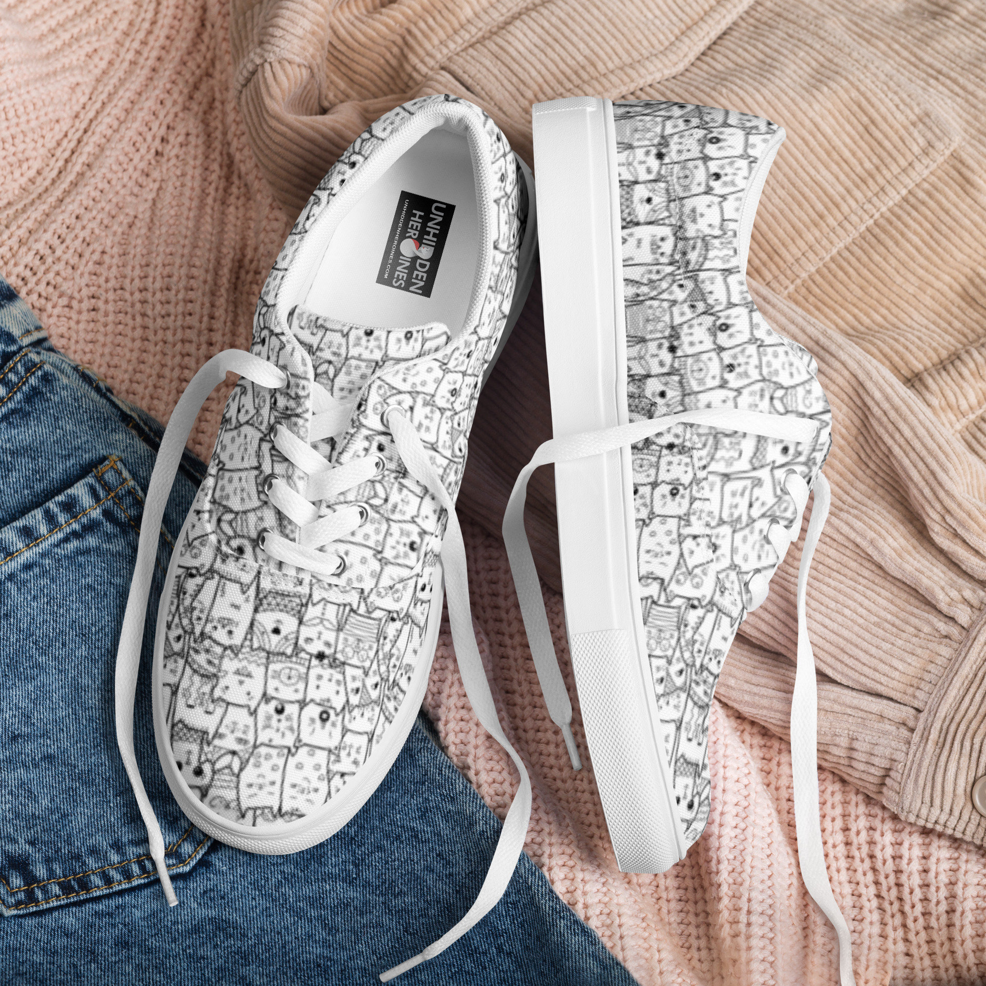 Kitty Cat Printed Canvas Shoes, Women Lace-up Sneakers, Crazy Cat Lady ...